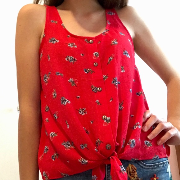 Gyspy & Jade | Tops | 35 Gypsy Jade Red Floral Tank Top | Poshmark